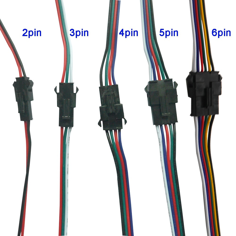 5pair~20pairs 2pin 3pin 4pin 5pin 6pin JST LED Connectors,Male and Female JST SM 2 3 4 5 Pin ...