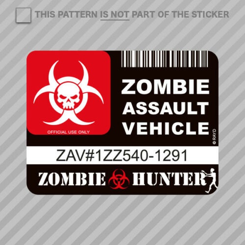 Zombie Assault Vehicle License Sticker Self Adhesive Vinyl apocalypse ...