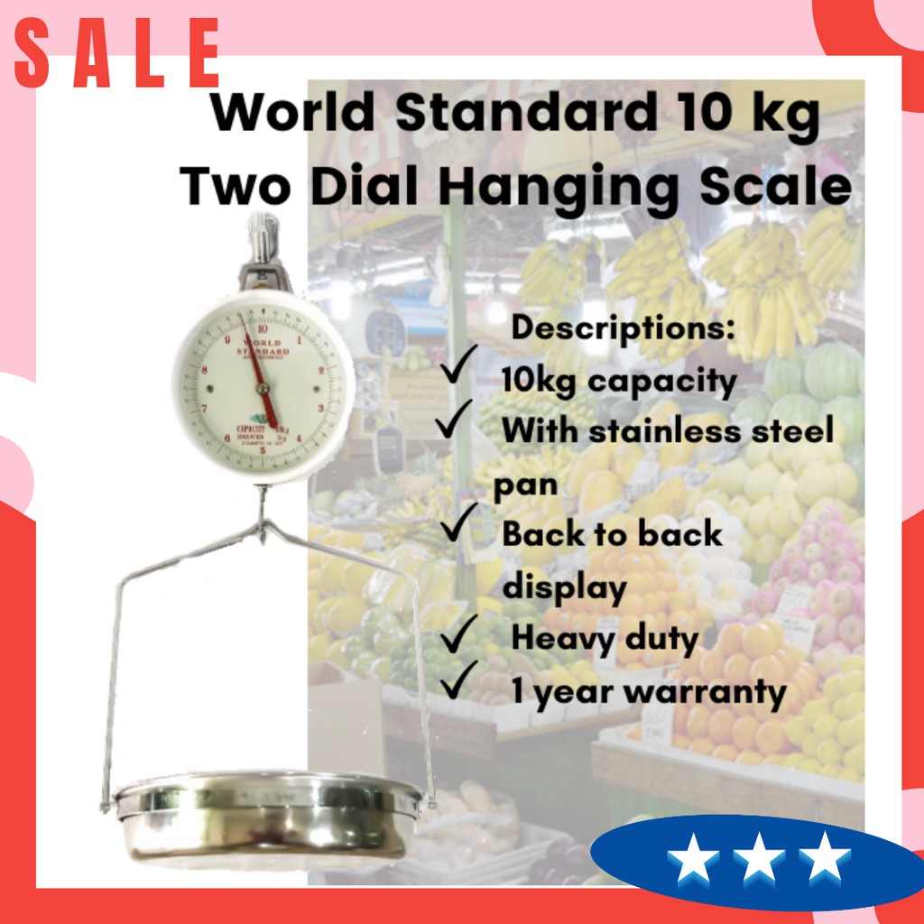 WS-TDSHS-NTB-10 World Standard 10 kg Two Dial Hanging Kilohan Scale. | Shopee Philippines