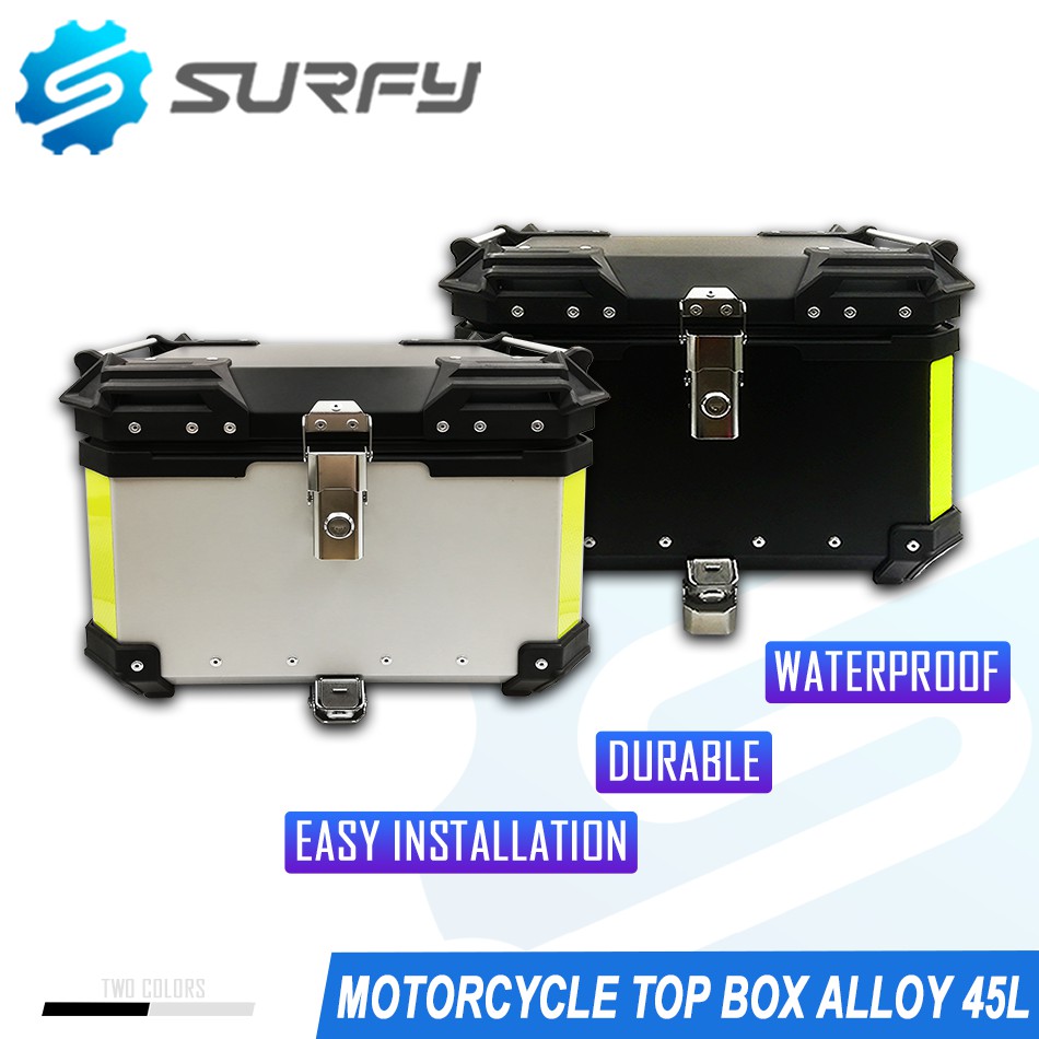 Surfy Motorcycle Alloy Top Box Tail Box 45 Liters Heavy Duty Universal ...