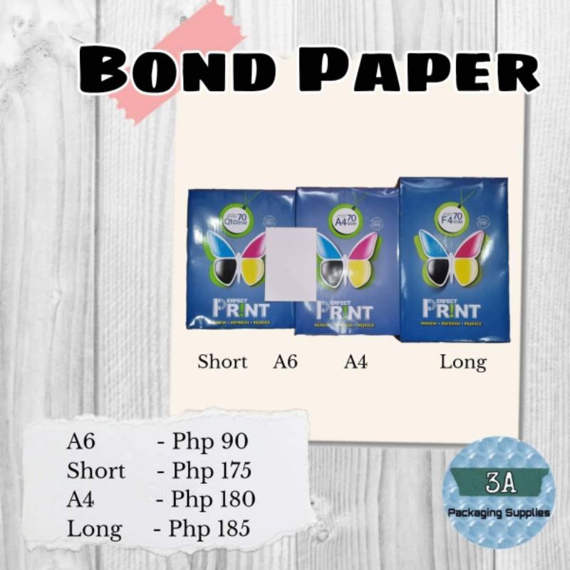 Bond Paper (a4, A6, Short, Long) | Shopee Philippines