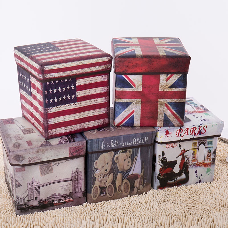 30X30X30CM Multifunction Rectangular Storage Stool Sit Folding Storage ...