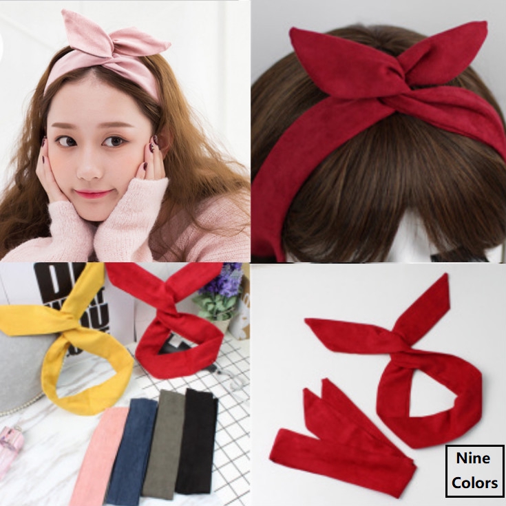 F027 Korean fashion suede fabric pure color wire headbands | Shopee ...