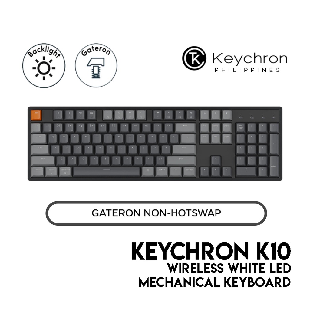 Keychron K10 Mechanical Keyboard (Full 104 Keys, Wired/Bluetooth, White ...