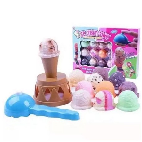 MnKC Ice Cream Stacking Tower with Scooper Balancing Fun Game Set ...