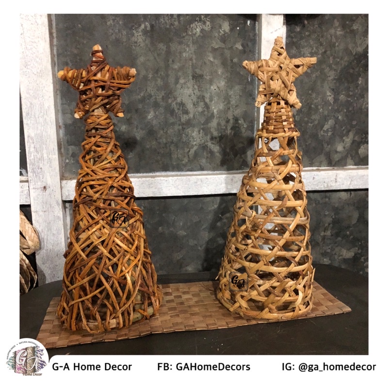 Native table christmas tree 1 ft - rattan - hagnaya - natural material ...