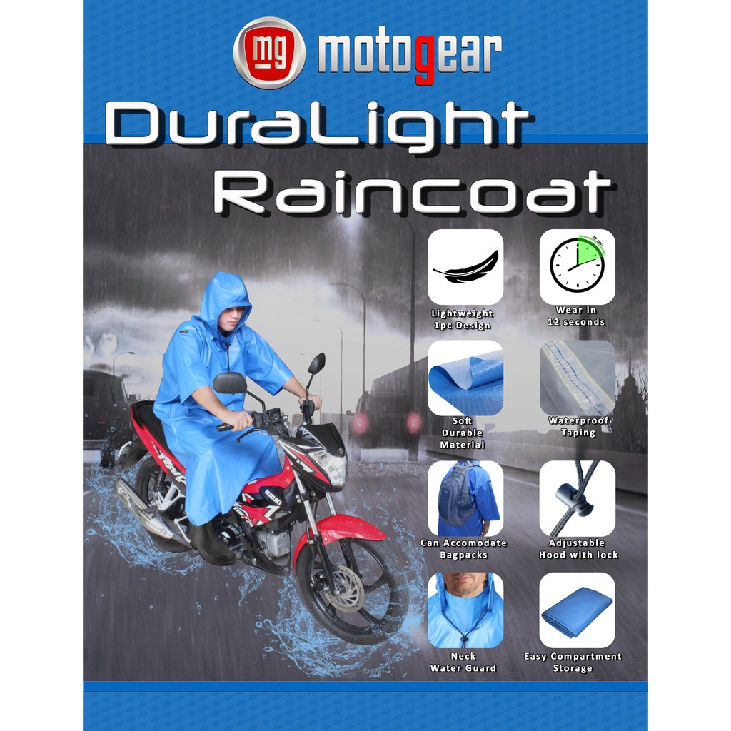 Motogear Duralight Raincoat Riding Rain Bike Motorcycle Poncho | Shopee ...