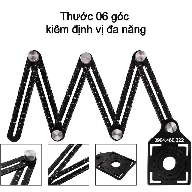 Multi-angle Ruler - 6-angle Folding Multi-Purpose Positioning Hole ...