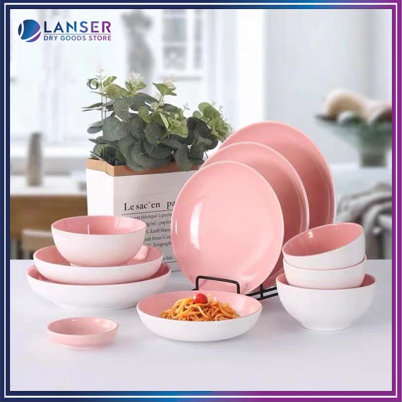 Elegant Porcelain plate with Pusha pink color High Quality | Shopee ...