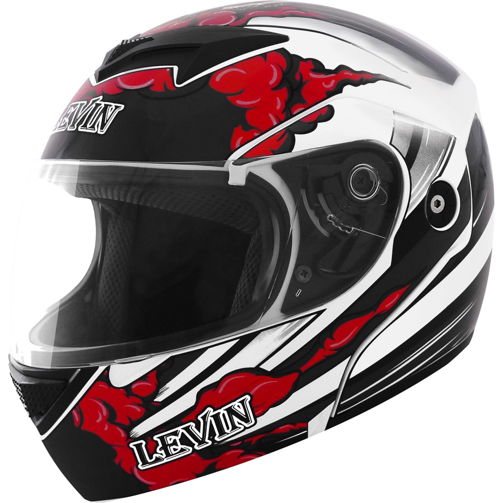 LEVIN Modular J1400 Fog Helmet (White/Red/Dark Grey) | Shopee Philippines