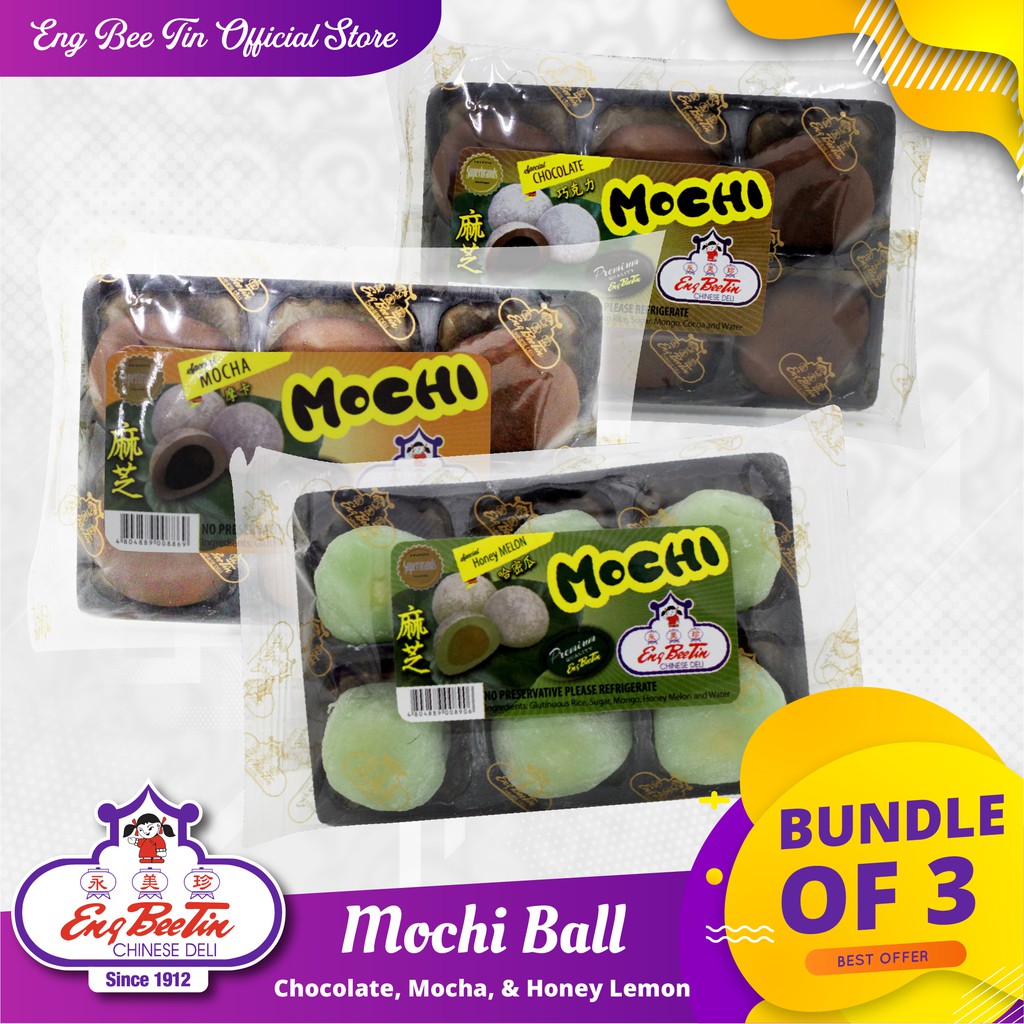Eng Bee Tin Mochi Balls Bundle (Chocolate, Mocha, Honey Melon ...