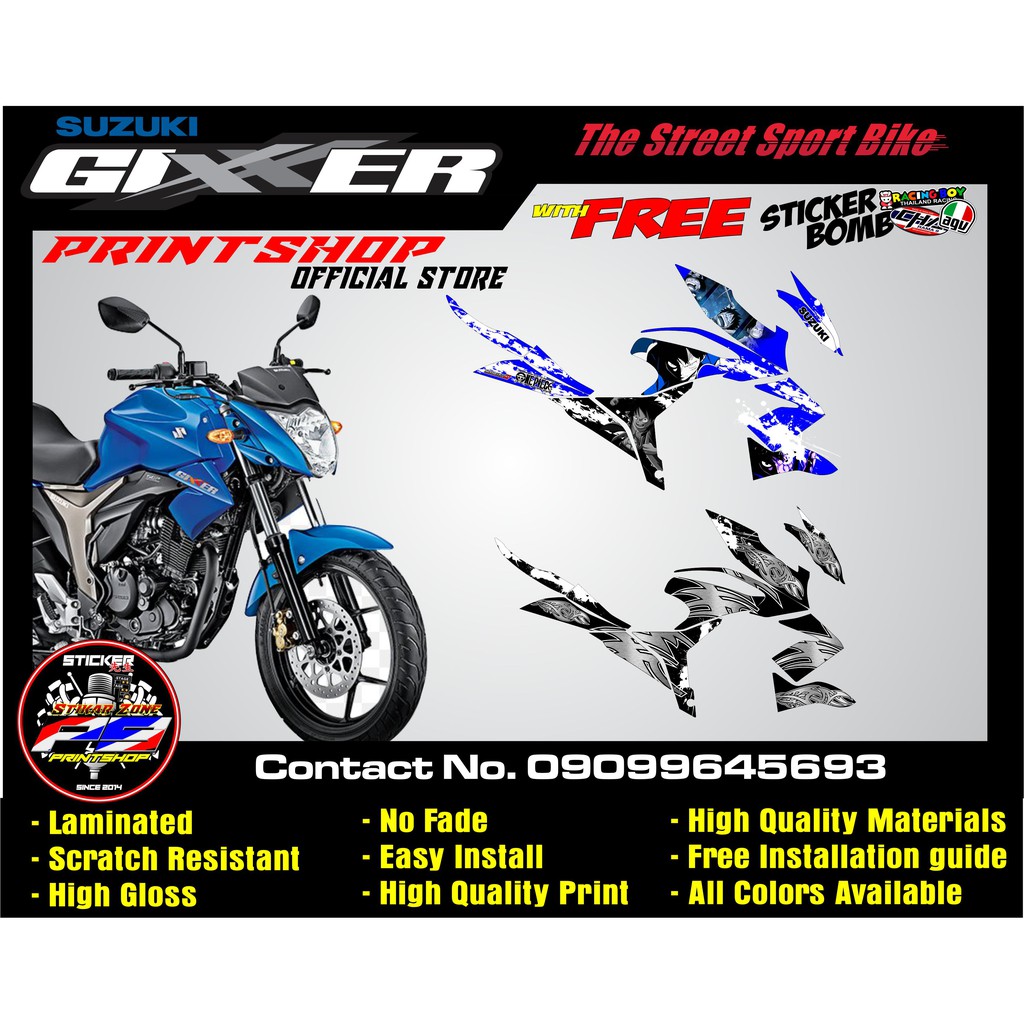 GIXXER 155 suzuki Full set sticker Decals High quality and Durable ...