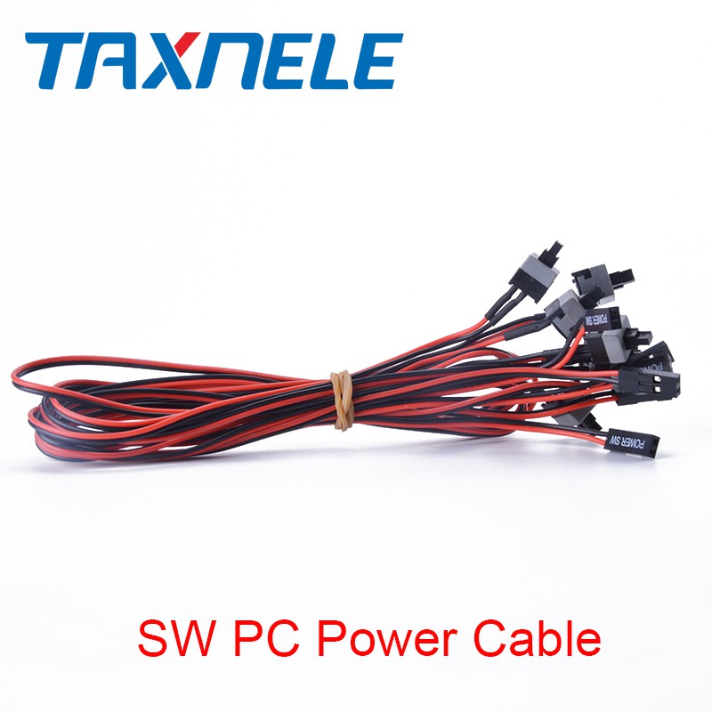 10 Pcs 2 Pin 58cm SW PC Power Cable on/off Push Button ATX Computer ...