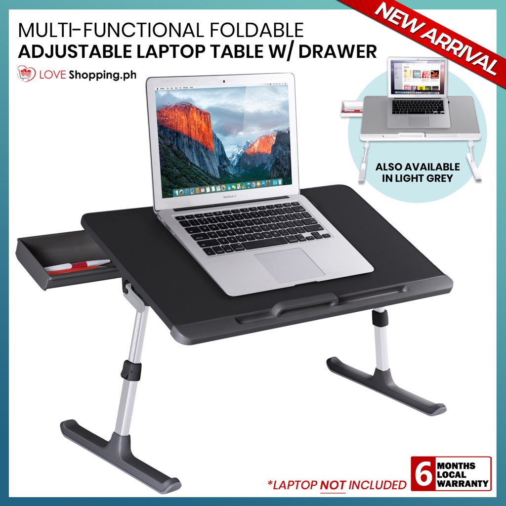 SAIJI Multi-functional Laptop Desk Table with Drawer Adjustable Laptop ...