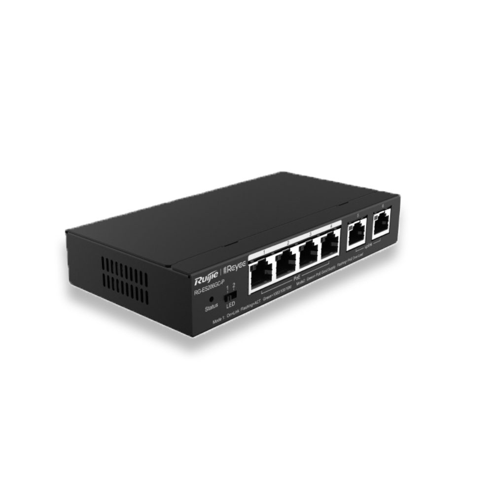 Reyee RG-ES206GC-P 6-Port Gigabit Smart POE Switch, Desktop Steel Case ...