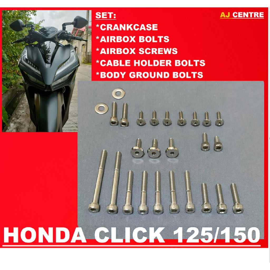 HONDA CLICK 125 / 150 Stainless Crankcase bolts set | Shopee Philippines
