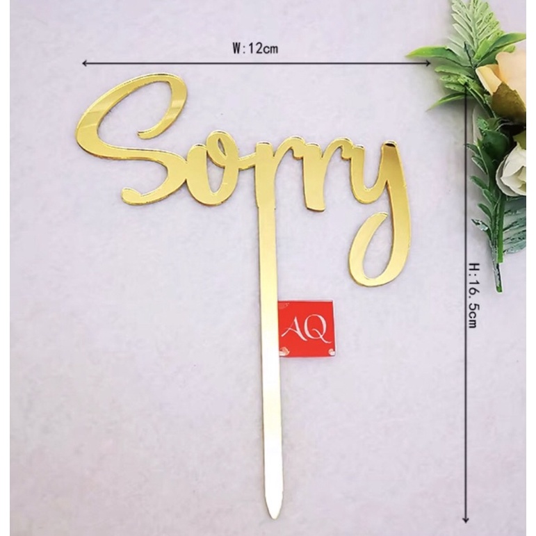 Sorry gold acrylic cake topper | Shopee Philippines