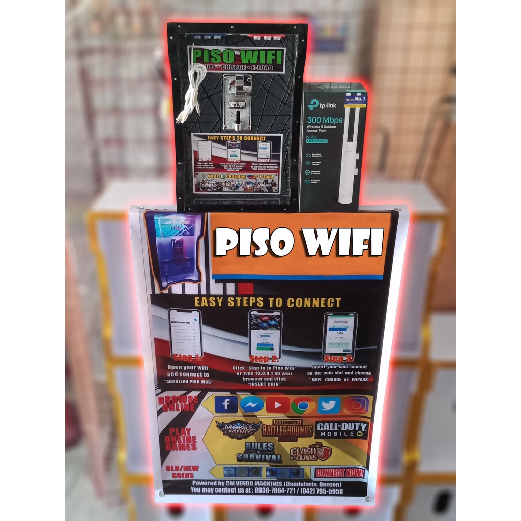 PISO WIFI VENDO MACHINE With 360 OUTDOOR ANTENNA COMPLETE PACKAGE