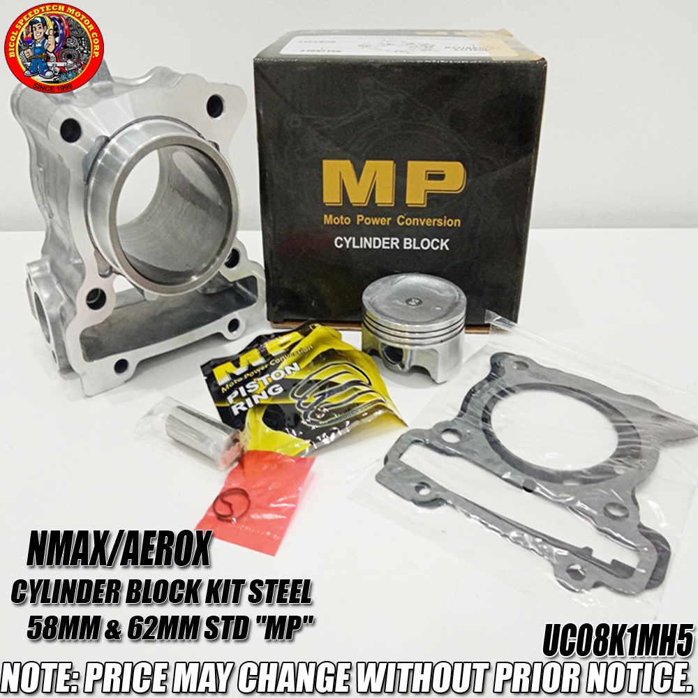 NMAX/AEROX CYLINDER BLOCK KIT STEEL 58MM & 62MM STD "MP" (UC08K1MH5 ...