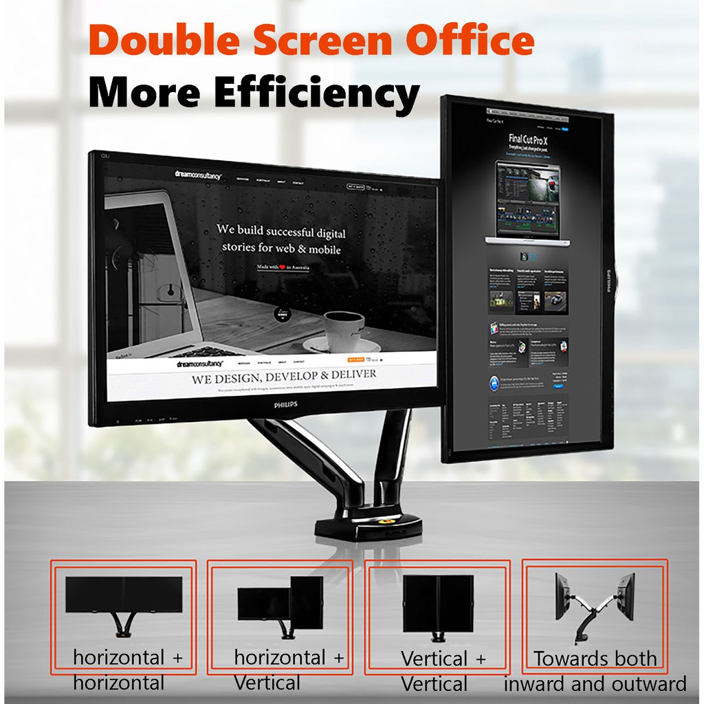 NB North Bayou F160 Dual Monitor Desk Mount Full Motion Swivel Computer ...