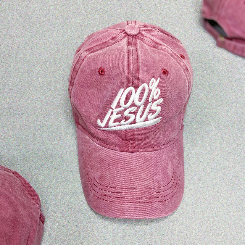 100% JESUS ACID-WASHED CAP | Maroon cap | Christian Cap | Embroidery ...