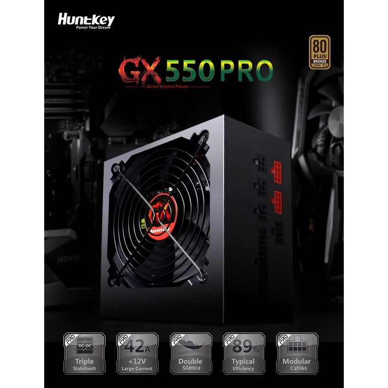 Huntkey GX550 PRO 550W 80 PLUS Bronze 230V EU Full-Modular Gaming Power ...