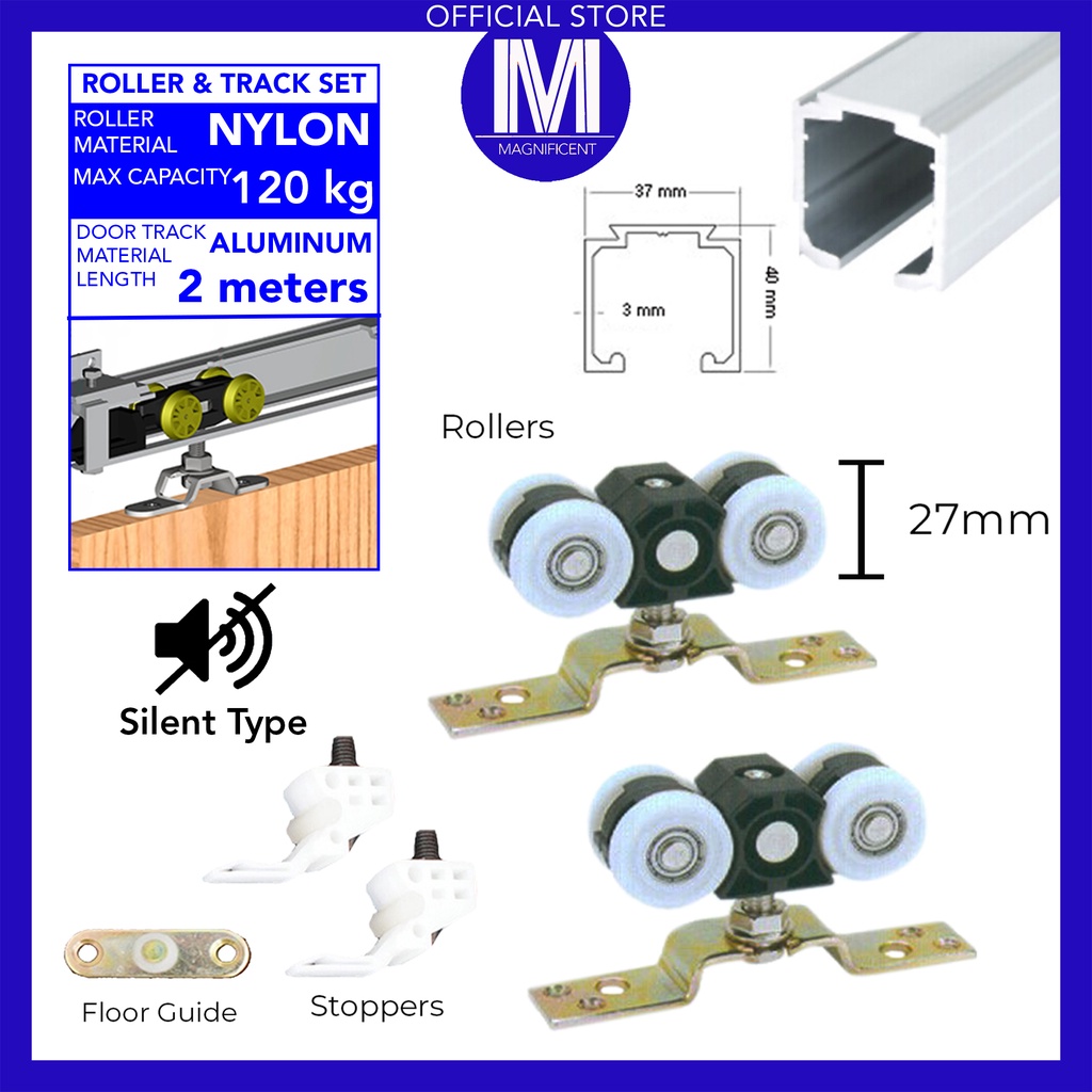 Tajima Nylon Roller Aluminum Door Track Complete For 120kg Sliding Door