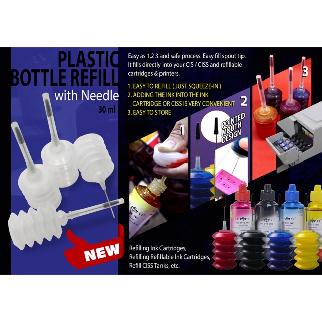Plastic bottle refill w/neede for refills ink | Shopee Philippines