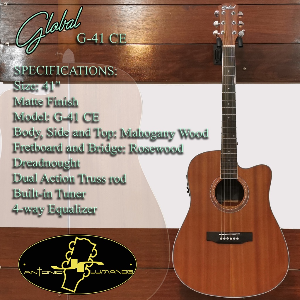 GLOBAL 41 CE GUITAR BY: ANTONIO JR. LUMANOG MUSIC STORE | Shopee ...