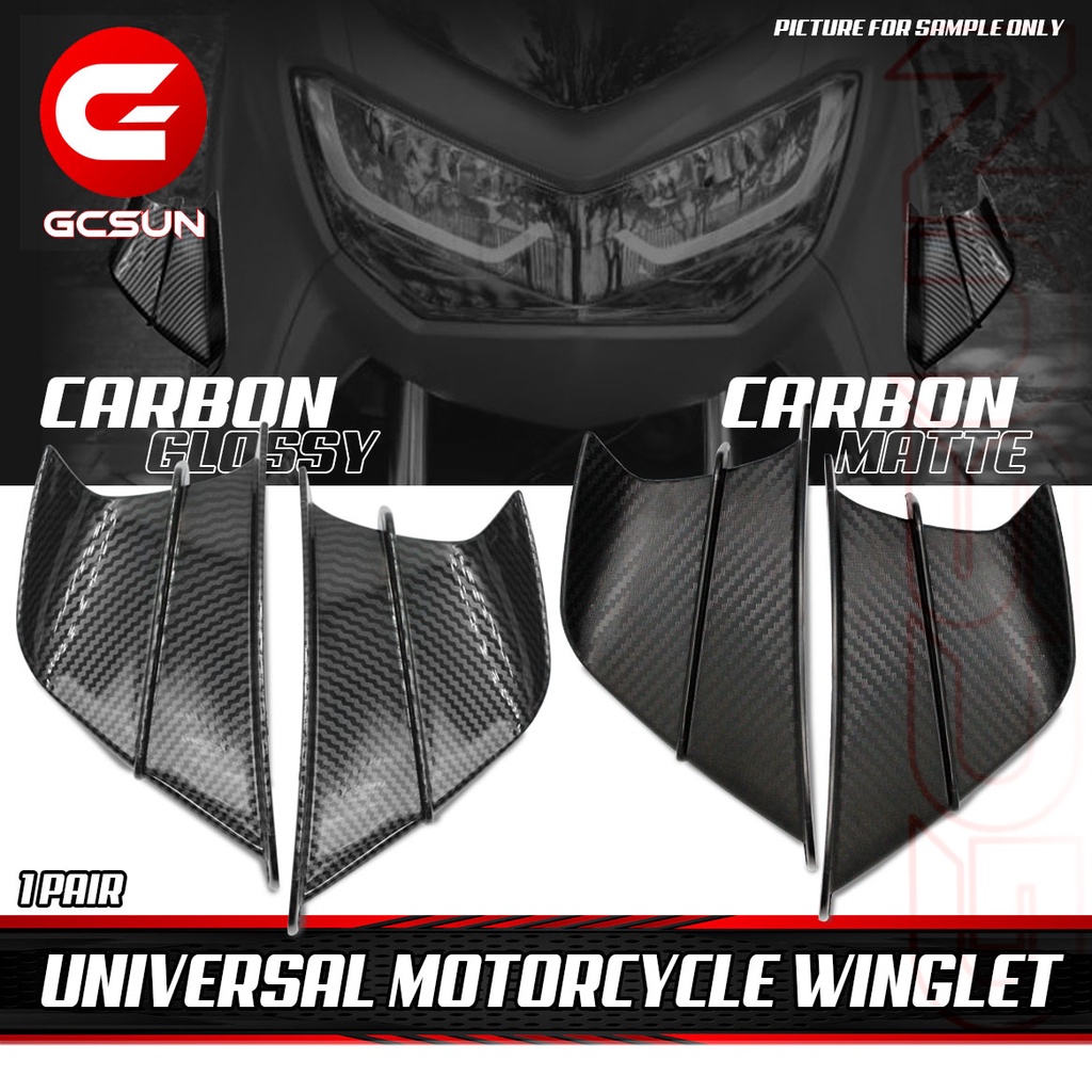 UNIVERSAL MOTORCYCLE WINGLET (GLOSSY-CARBON)-GCSUN | Shopee Philippines