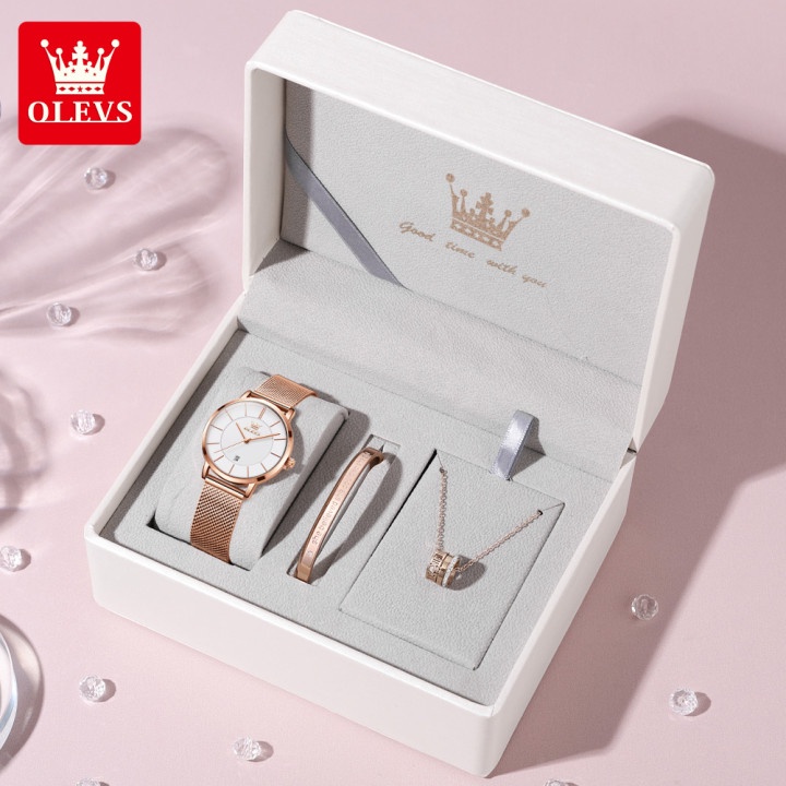 Olevs Watch For Women Waterproof Original Rose Gold Women Watches Set ...