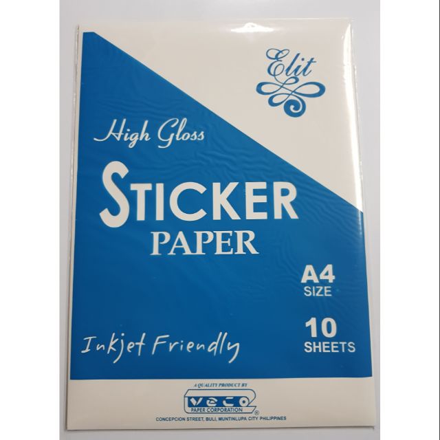 Veco glossy STICKER PAPER a4 ( 10pcs per pack ) | Shopee Philippines