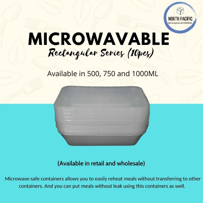 Microwavable Containers (Rectangle)- RE 500, 750, and 1000 (10PCS ...