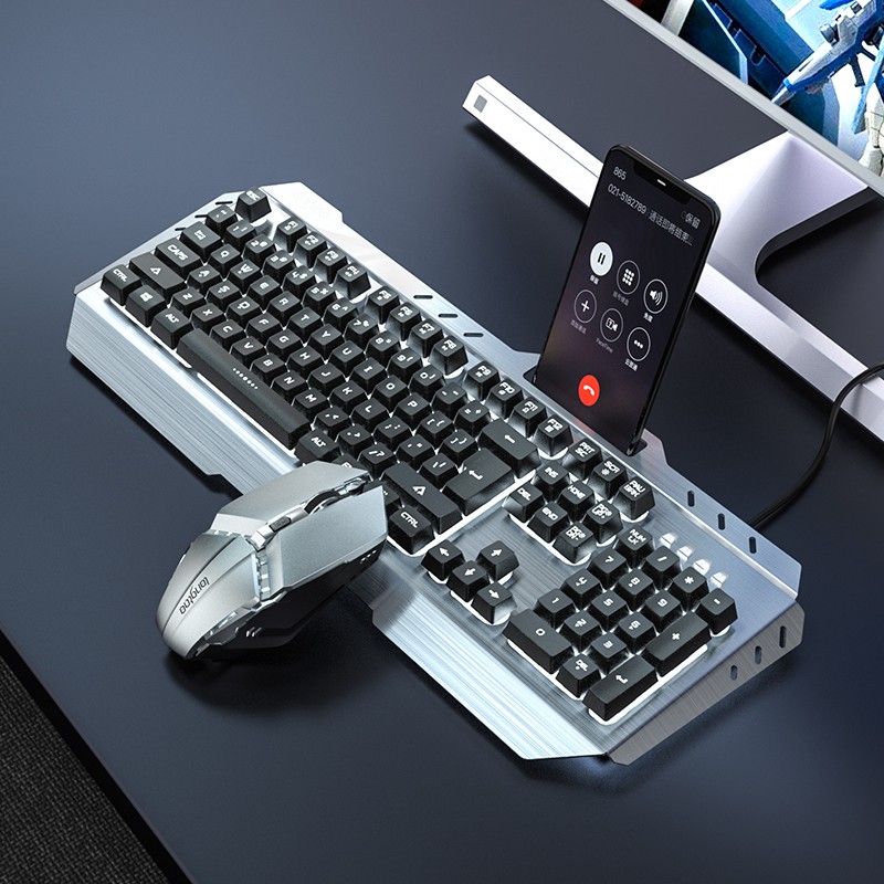 White LED light Backlight Gaming Keyboard and Mouse Combo Mechanical ...