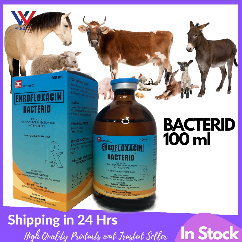 Bacterid 100 ml injec table enro floxacin for animals livestock pig ...
