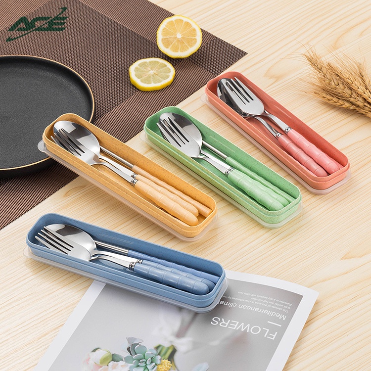 Portable Stainless Steel Cutlery Set Spoon Fork Chopsticks 3pcs Travel ...