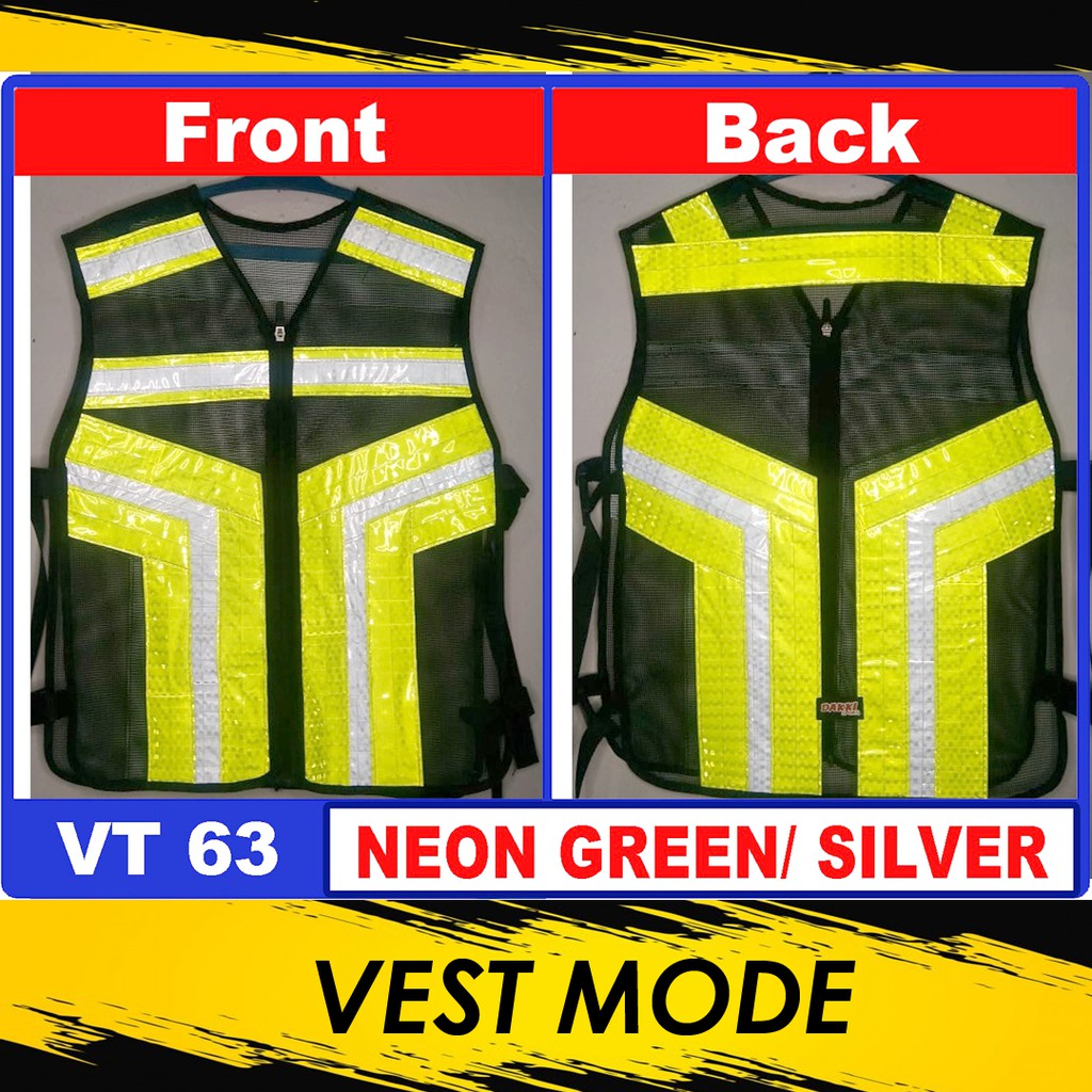 VT63 Motorcycle Rider High Visibility Safety Vest Reflectorized ...