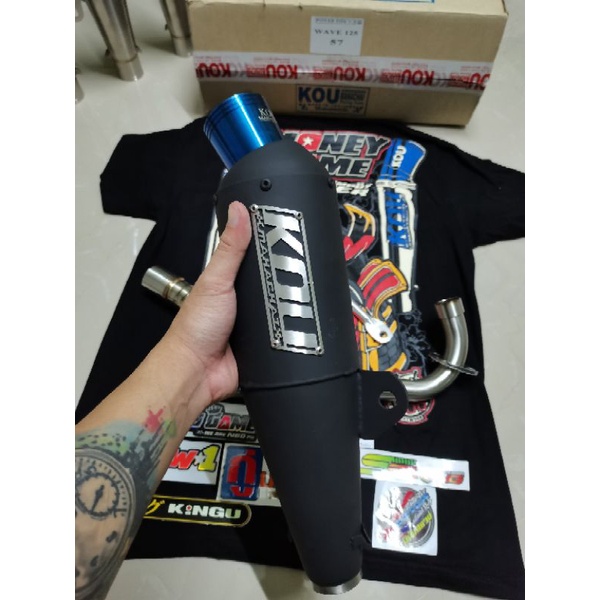 KOU power pipe v3 dream cut stainless & black. wave 100, 125, mio ...