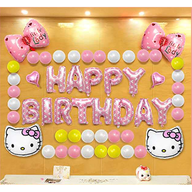 Balloon Hello Kitty theme balloon set happy birthday party balloon ...