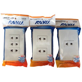 Royu Electrical Duplex Universal Outlet with Ground and Shutter Set ...