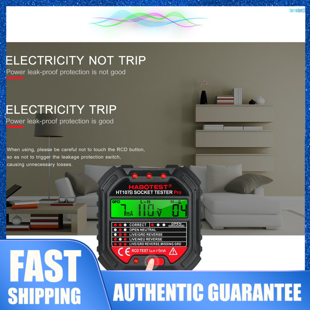 (hottest)HABOTEST GFCI Outlet Tester with Voltage Display 90-250V ...