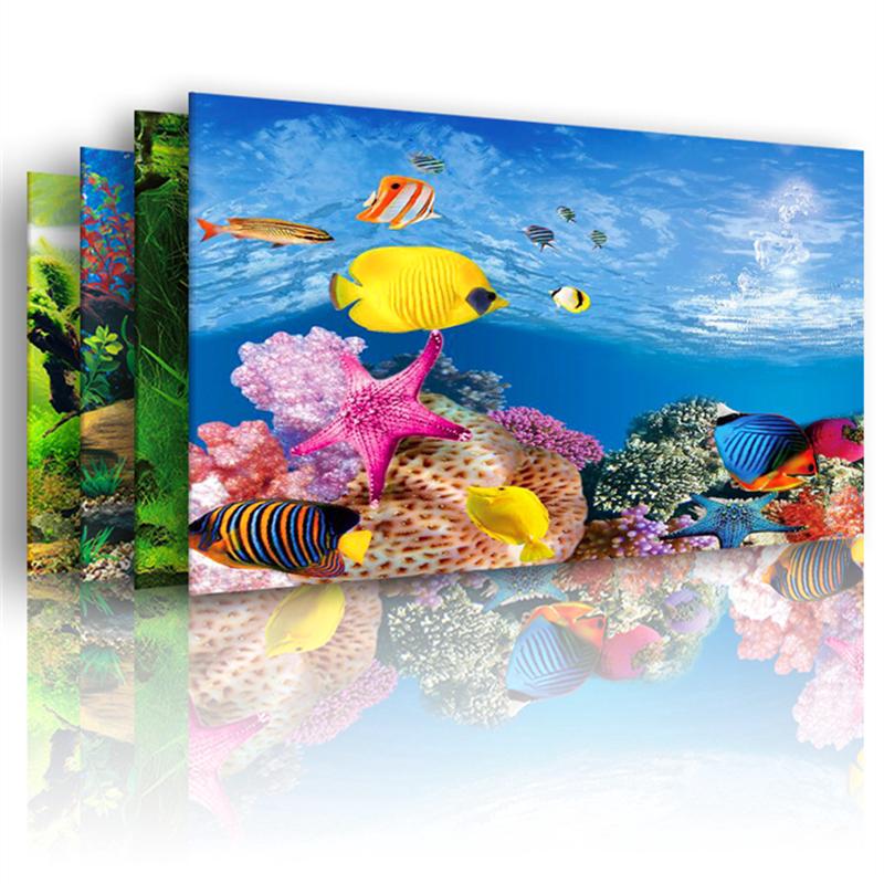 40/50cm(Height) Aquarium Double Sided Background Poster Fish Tank Ocean ...