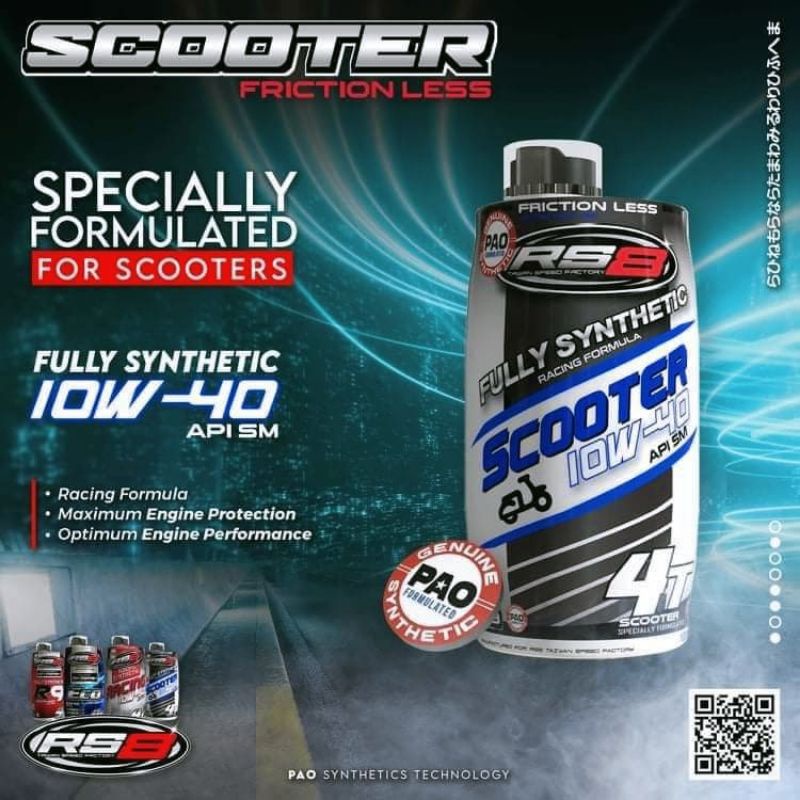 RS8 SCOOTER 4T ENGINE OIL 10W-40W 800ML / 1L API SM FULLY SYNTHETIC ...