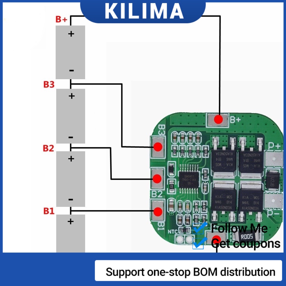 BMS Battery Protection Board PCM 4S 14.8V 16.8V 20A Peak Bms Pcm for ...