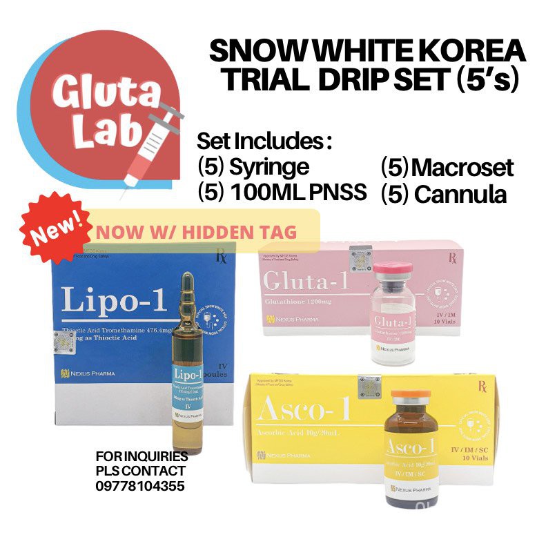 GLUTA LAB V2 Snow White Glutathione Complete korean Drip Set (Half Set ...