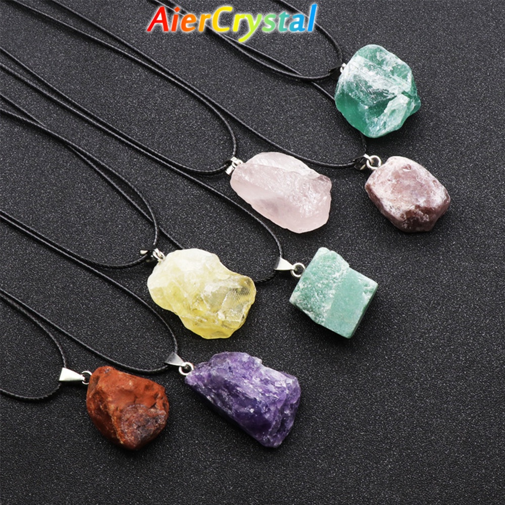 Natural rough stone necklace lavender labradorite citrine color ...