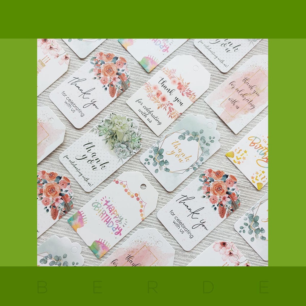 Thank you tags with string - 20pcs - Birthday Tags - Colored tags ...