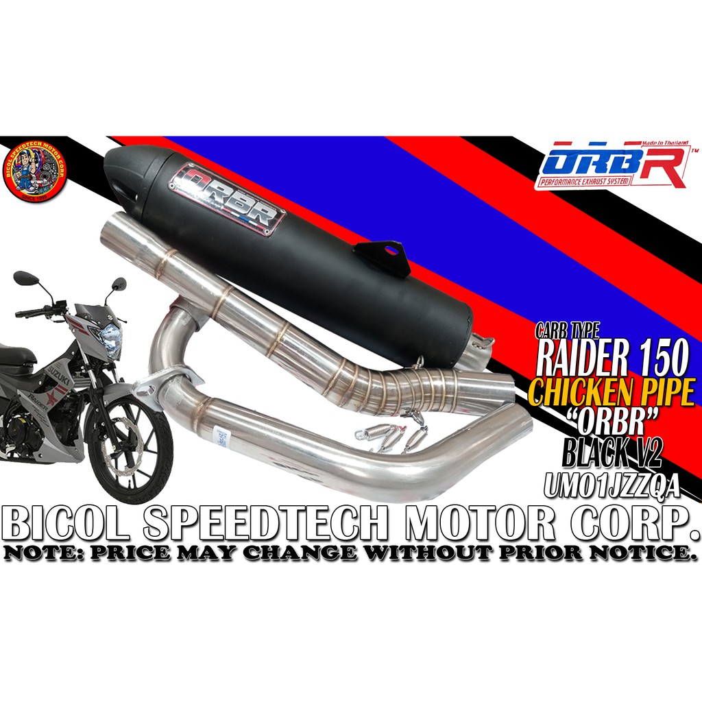 RAIDER 150 CARB CHICKEN PIPE "ORBR BLACK V2" (UM01JZZQA) | Shopee ...