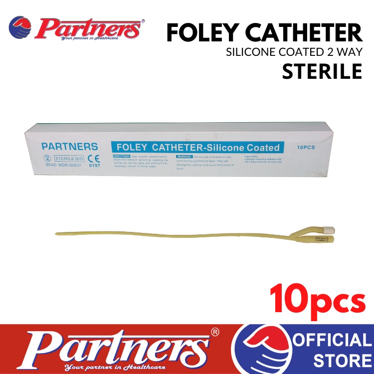 PARTNERS Fr.14 Foley Catheter- Silicon Coated 10 Pcs Per Box (Yellow ...