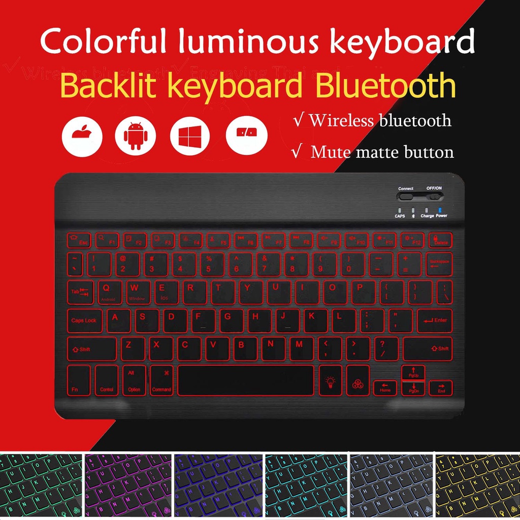 10 inch Wireless bluetooth backlit keyboard lightweight portable ...